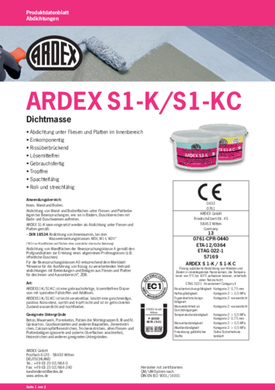 ARDEX: ARDEX S 1-K Plus